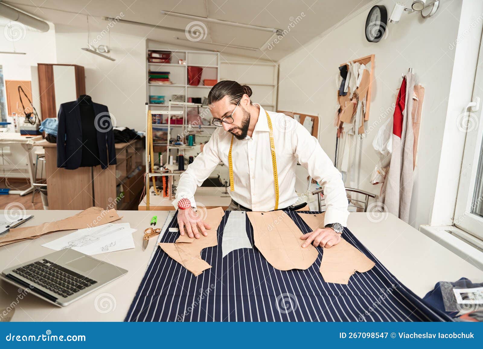 Experienced Tailor Concentrated on Preparing Fabric for Cutting Stock ...