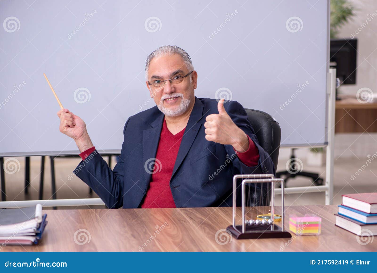 Old Teacher Physicist Sitting in the Classroom Stock Image - Image of ...