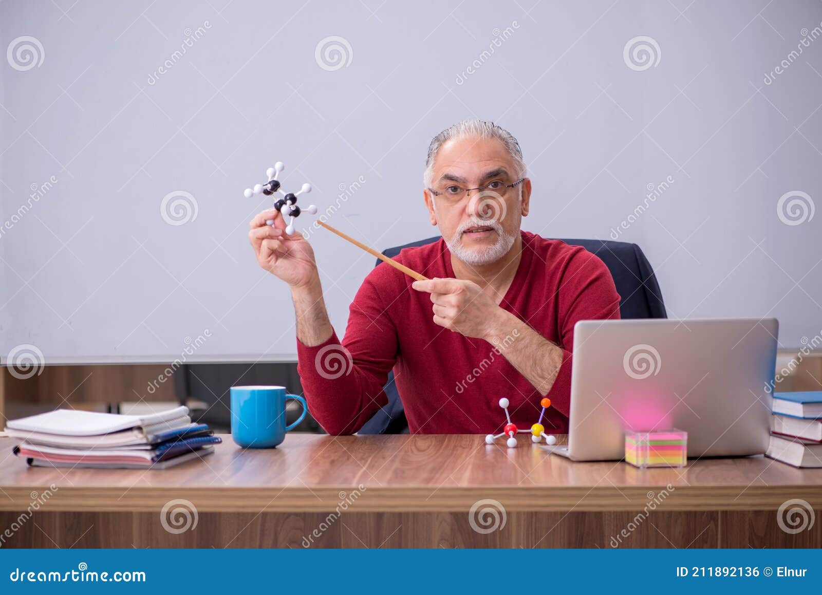 Old Teacher Physicist Sitting in the Classroom Stock Photo - Image of ...