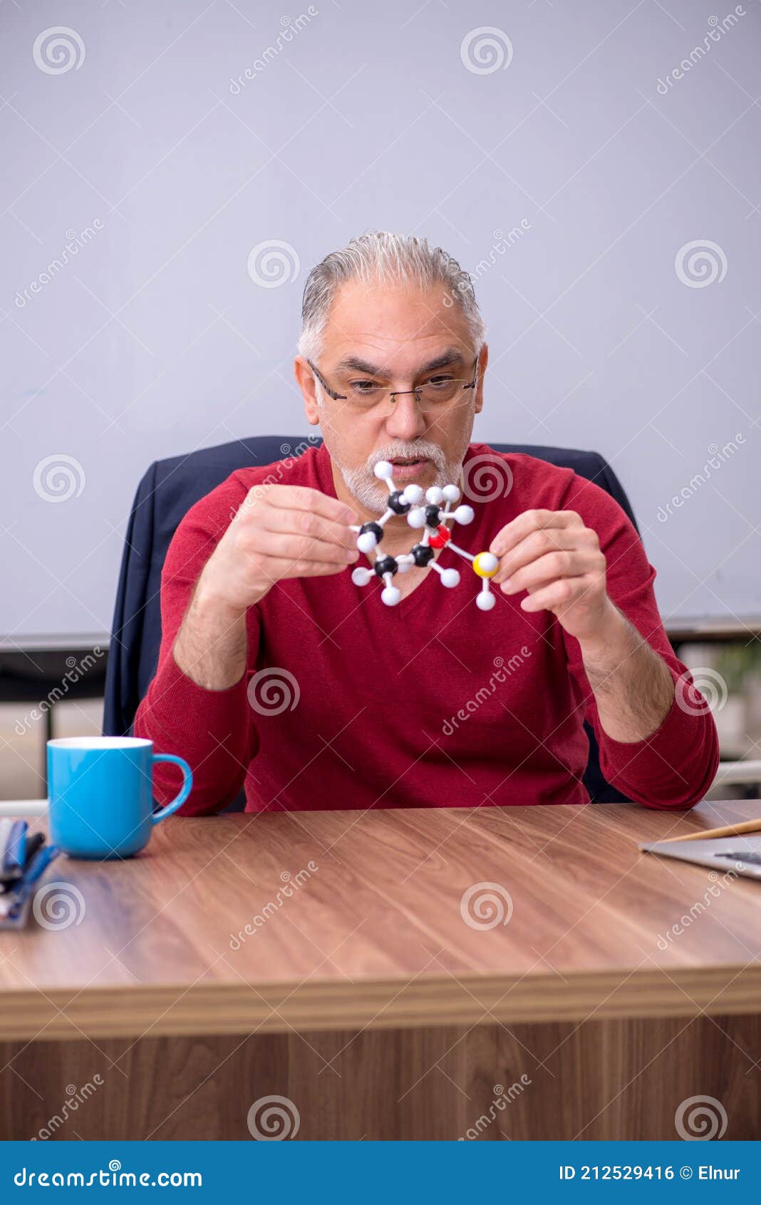 Old Teacher Physicist Sitting in the Classroom Stock Photo - Image of ...