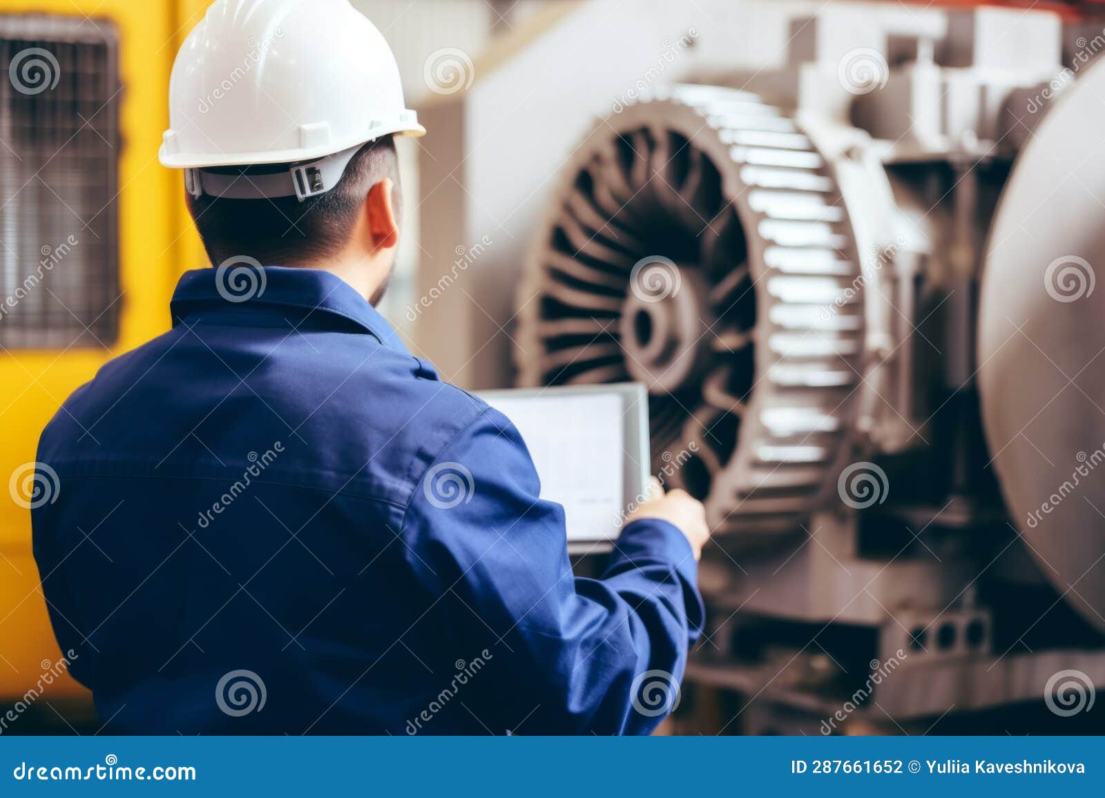 Experienced Technician Engineer Fixing Examining Inspecting Mechanical ...