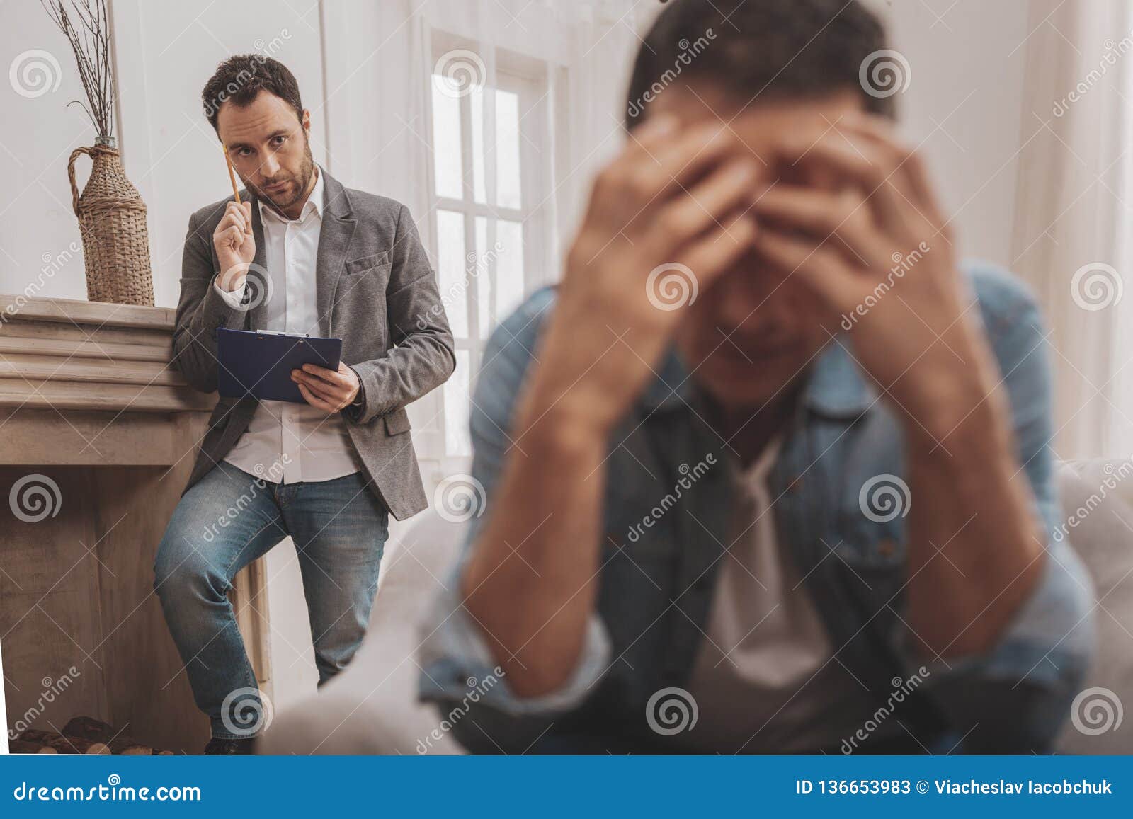 Experienced Therapist Feeling Thoughtful during Session Stock Image ...