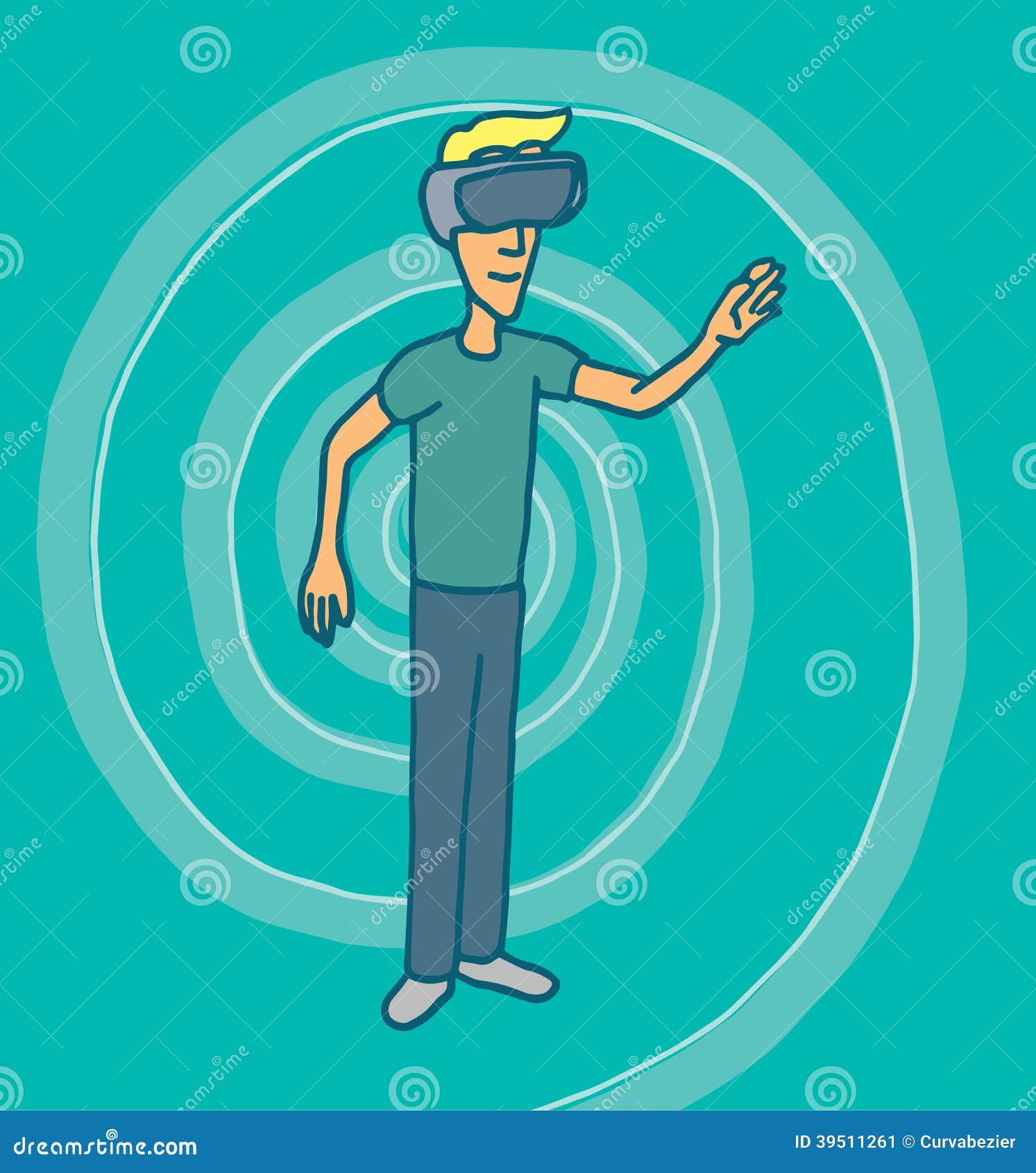 Experiencing Virtual Reality Goggles Headset Stock Vector ...