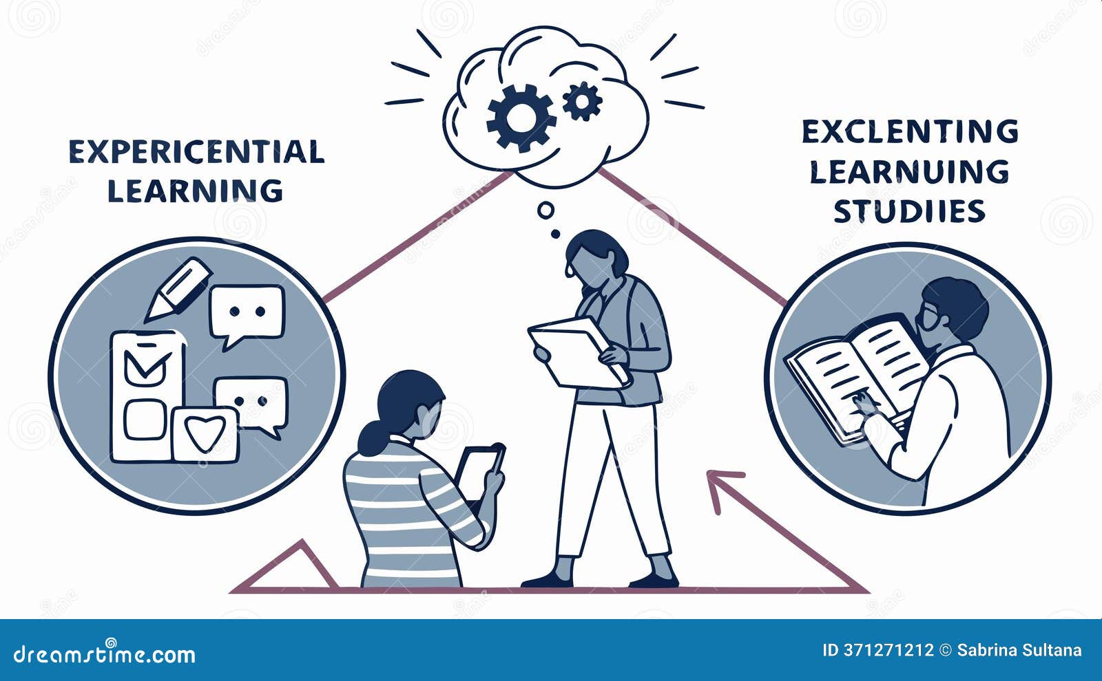 Experiential Learning Blue Gradient Concept Icon Cartoon Vector ...