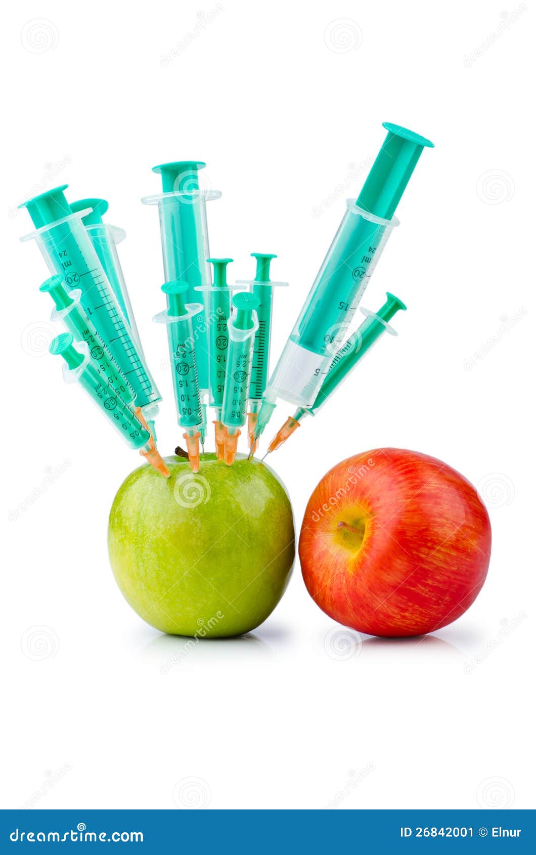 Experiment with Apple and Syringes Stock Image - Image of concepts ...