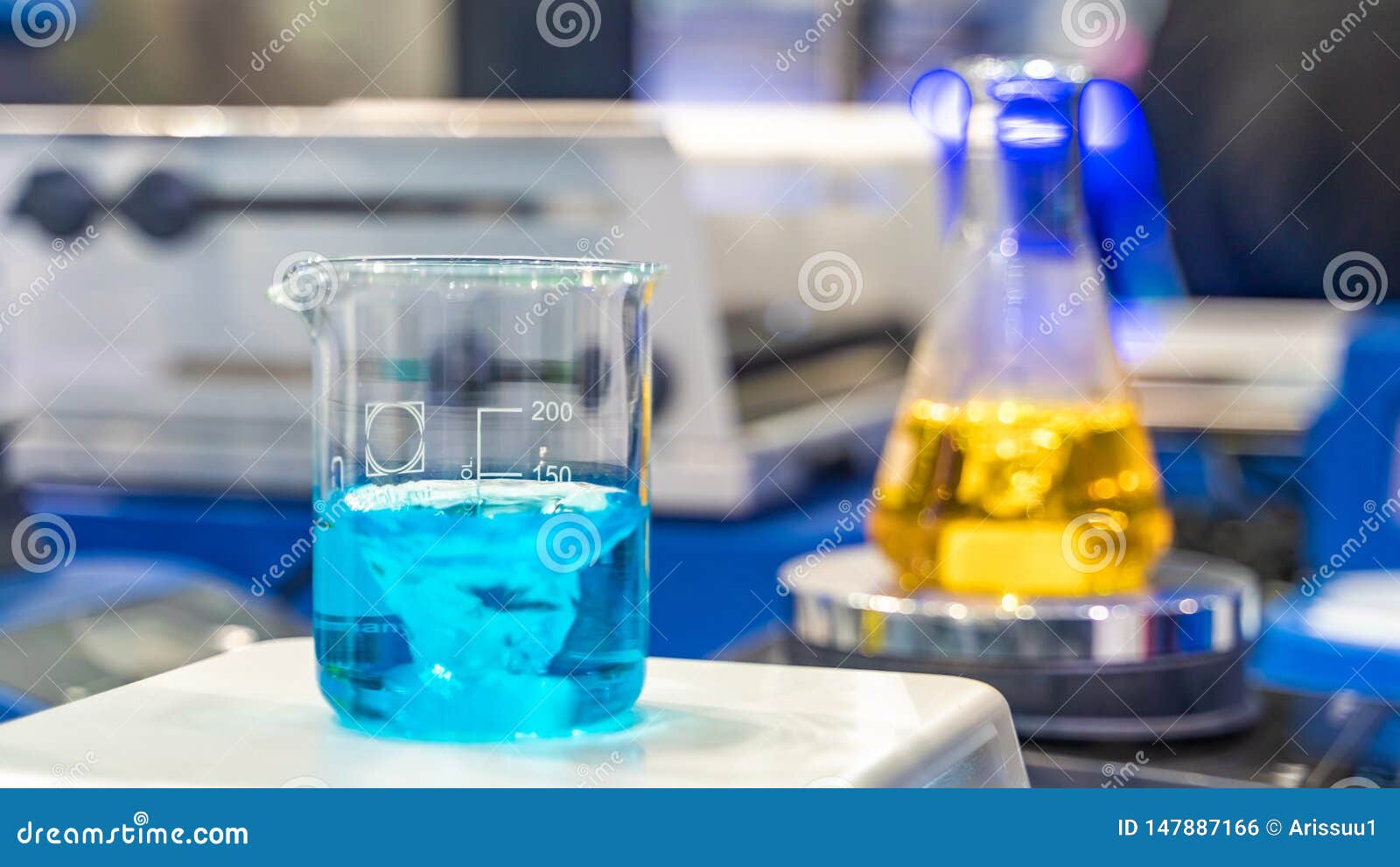 Experiment Beaker in Science Laboratory Stock Photo - Image of business ...