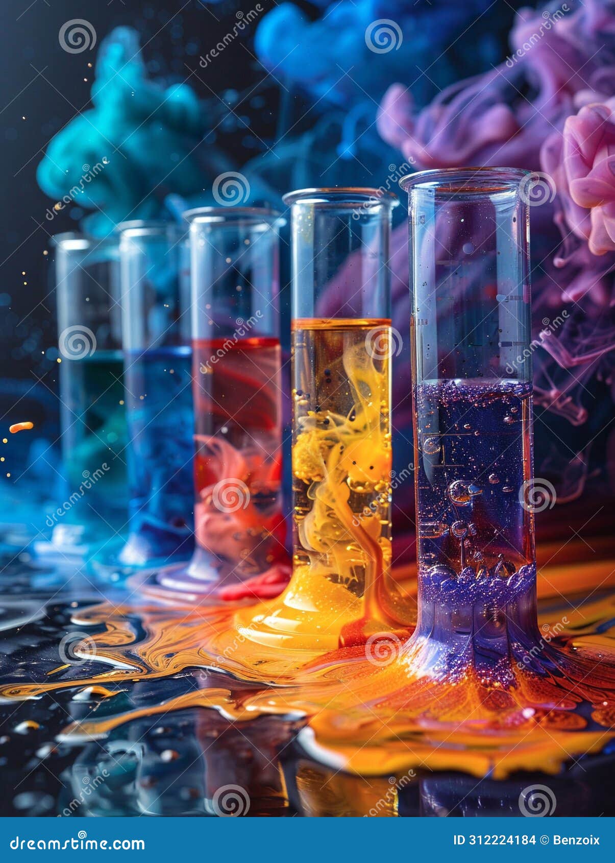 Experiment with Colorful Reactions in a Science Fair Stock Photo ...