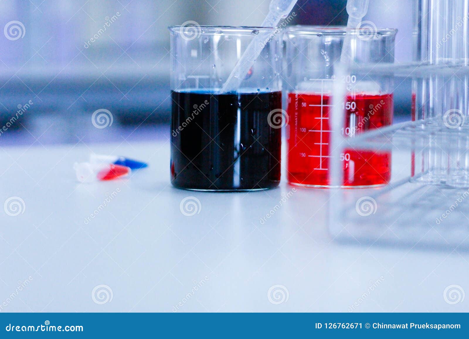 Laboratory Experiments on Laboratory Chemicals. Stock Image - Image of ...