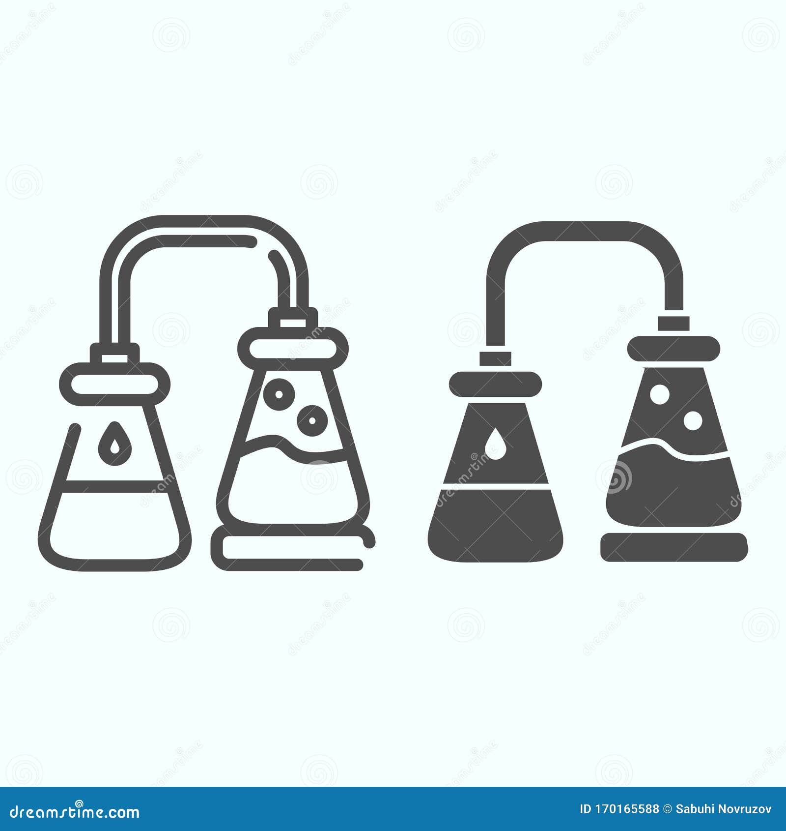 Experiment Lab Line and Solid Icon. Chemical Experiment Vector ...