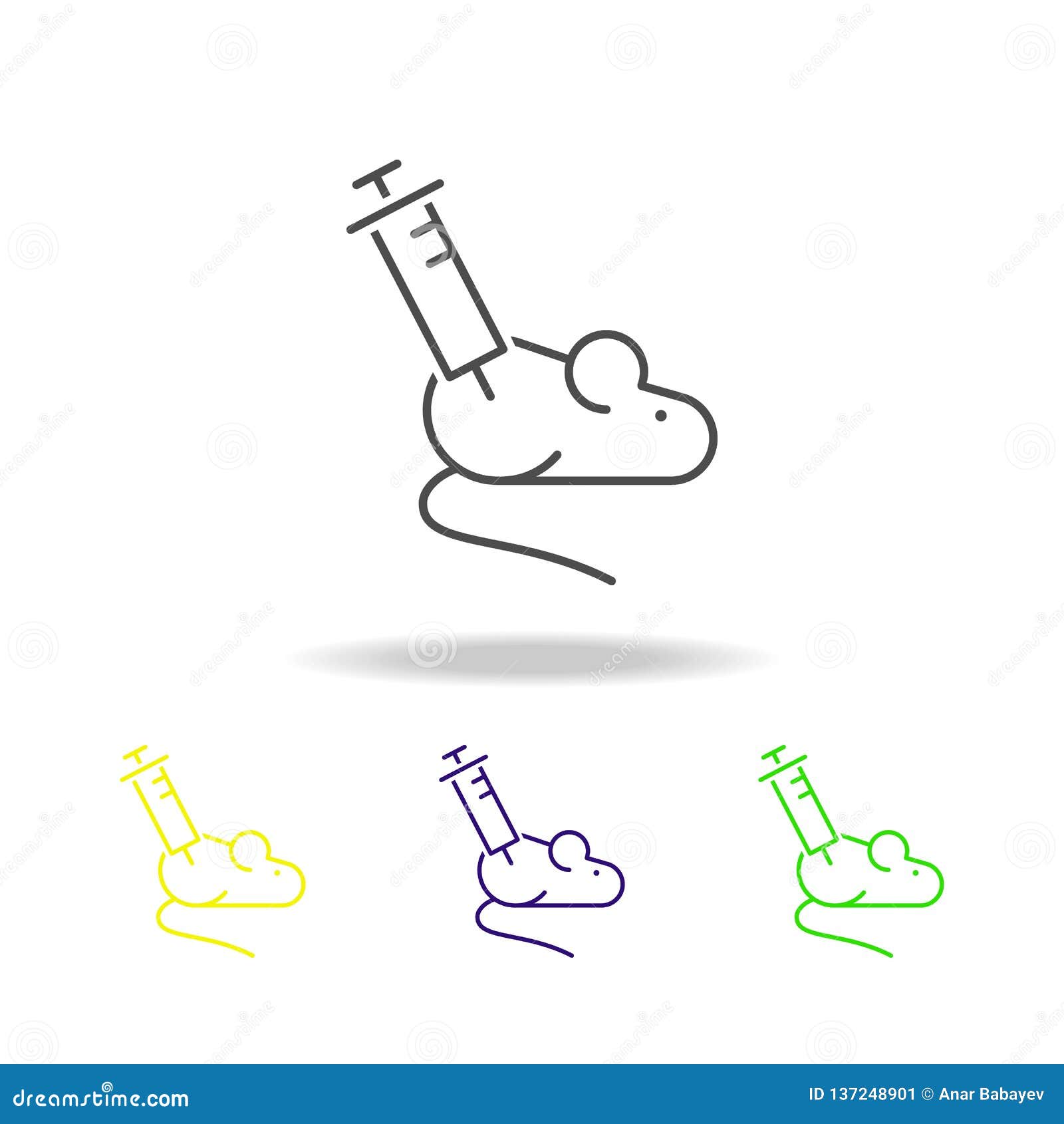 Experiment Mouse Colored Icons. Element of Science Illustration Stock ...