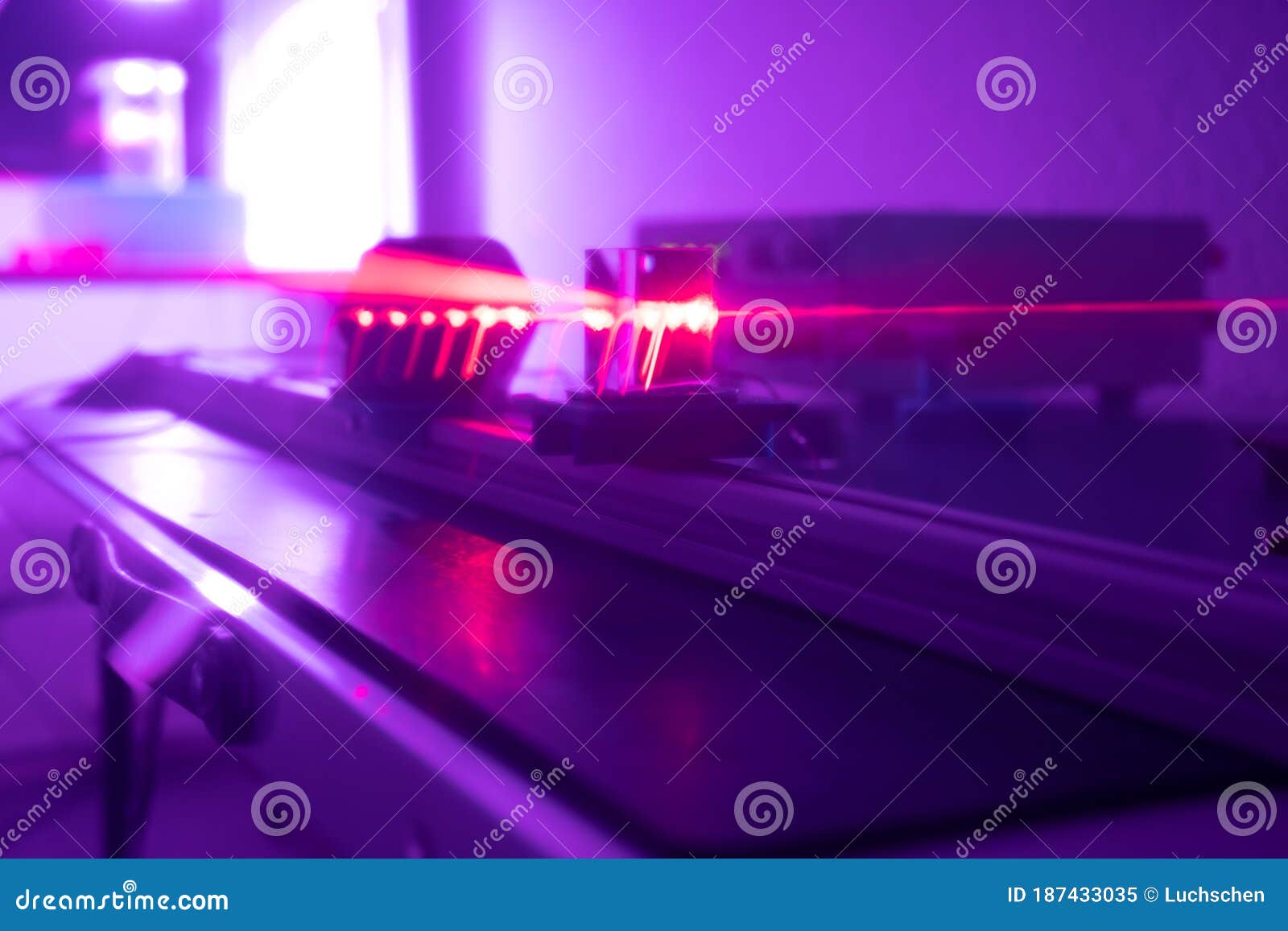 Experiment with Red Laser in Optics Lab Stock Image - Image of shine ...