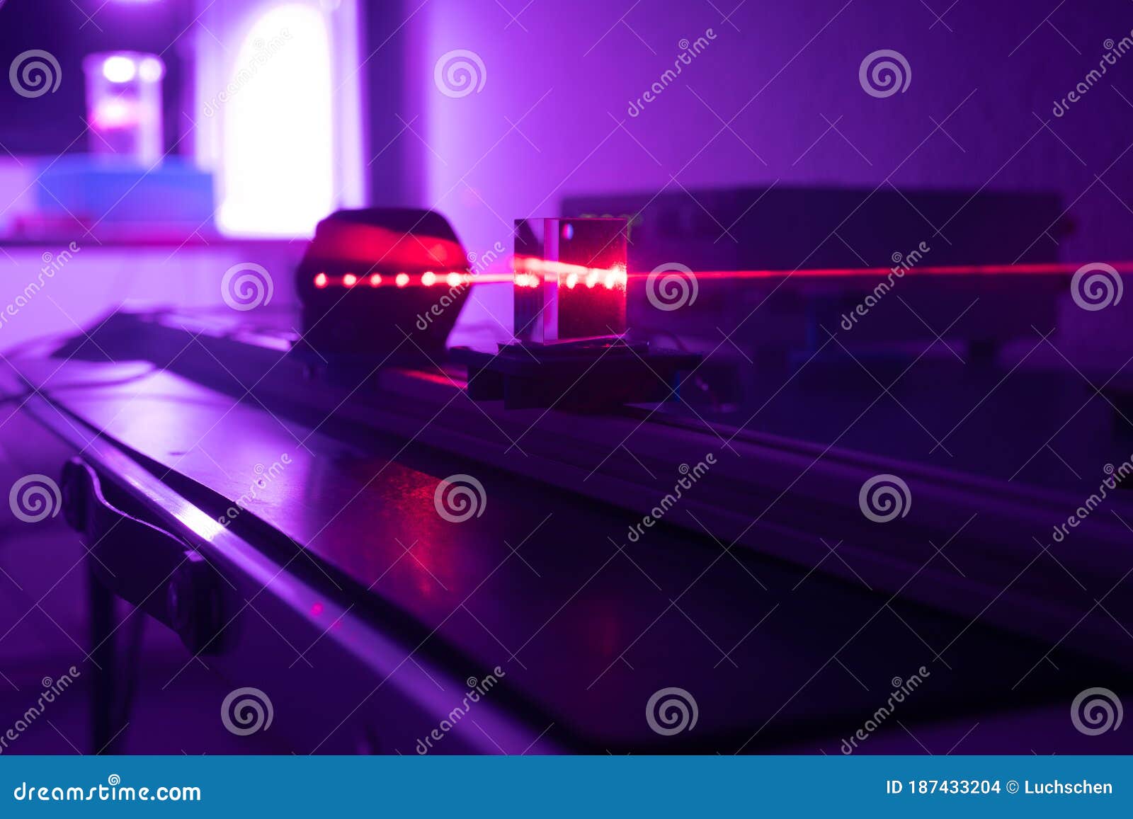 Experiment with Red Laser in Optics Lab Stock Photo - Image of applied ...