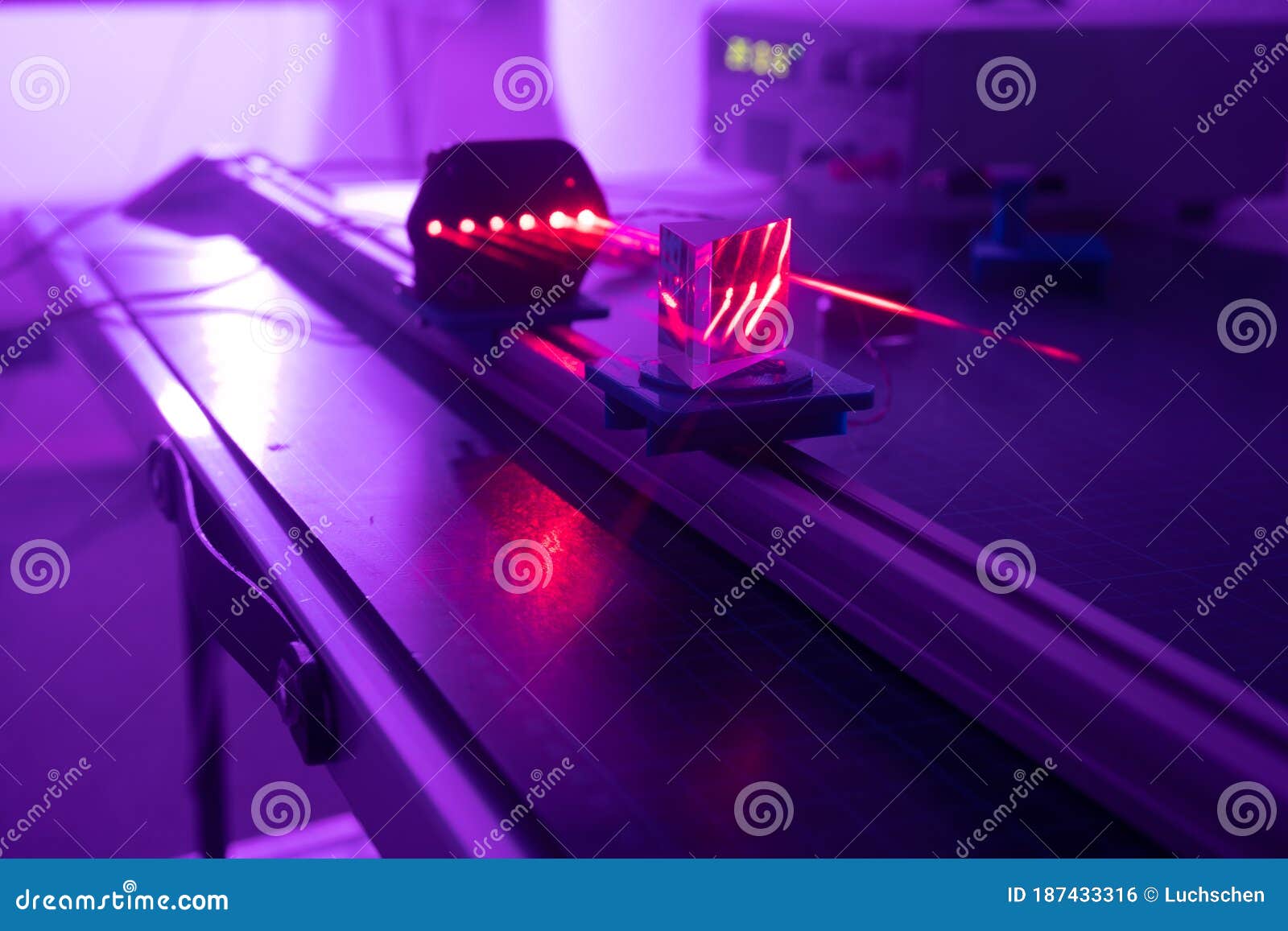 Experiment with Red Laser in Optics Lab Stock Photo - Image of ...