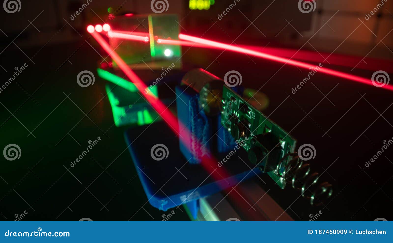 Experiment with Red Laser in Optics Lab Stock Image - Image of light ...