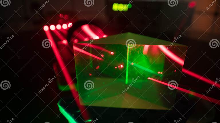 Experiment with Red Laser in Optics Lab Stock Image - Image of shine ...