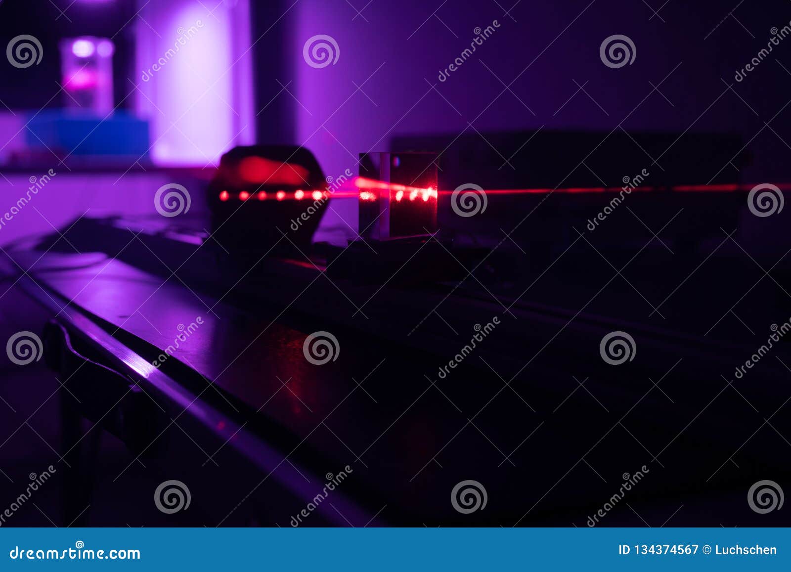 Experiment with Red Laser in Optics Lab Stock Image - Image of green ...