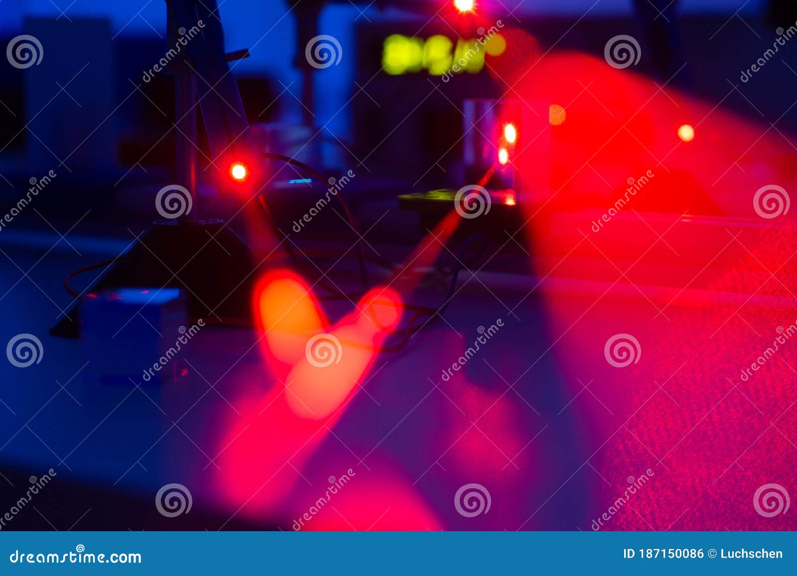 Experiment with a Red Laser in a Physics Lab Stock Photo - Image of ...