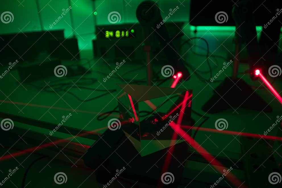 Experiment with a Red Laser in a Physics Lab Stock Photo - Image of ...