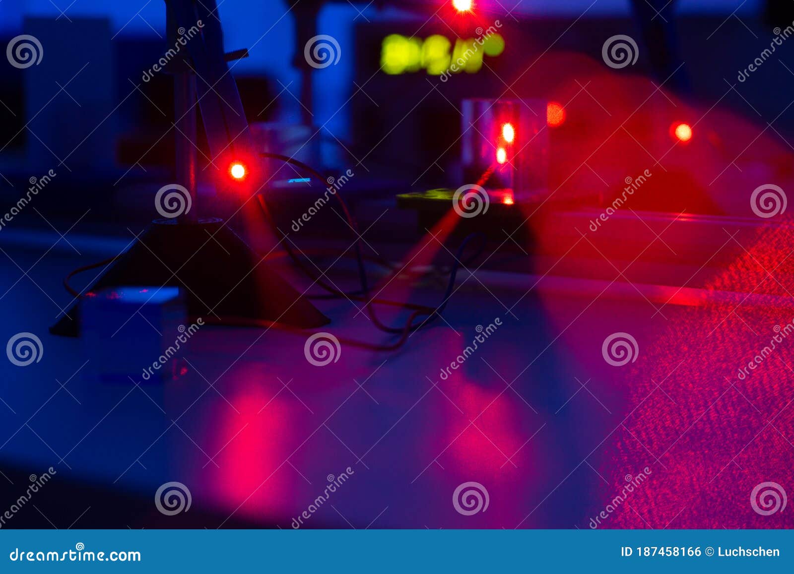 Experiment with a Red Laser in a Physics Lab Stock Photo - Image of ...