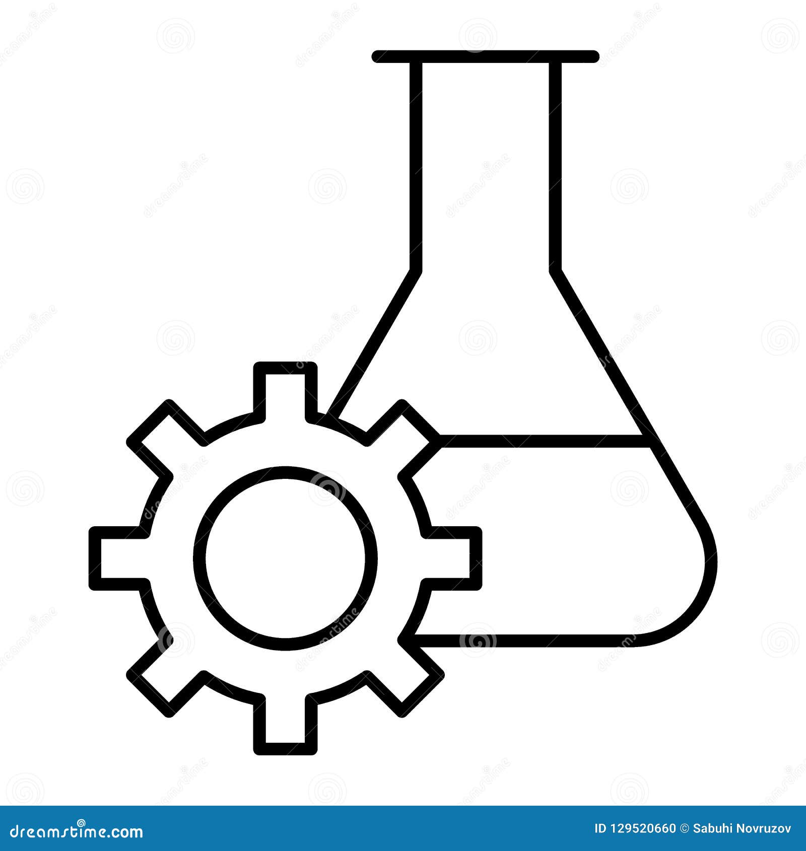 Experiment Research Thin Line Icon. Lab Flask and Gear Vector ... Experiment Research Thin Line Icon. Lab Flask and Gear Vector ...