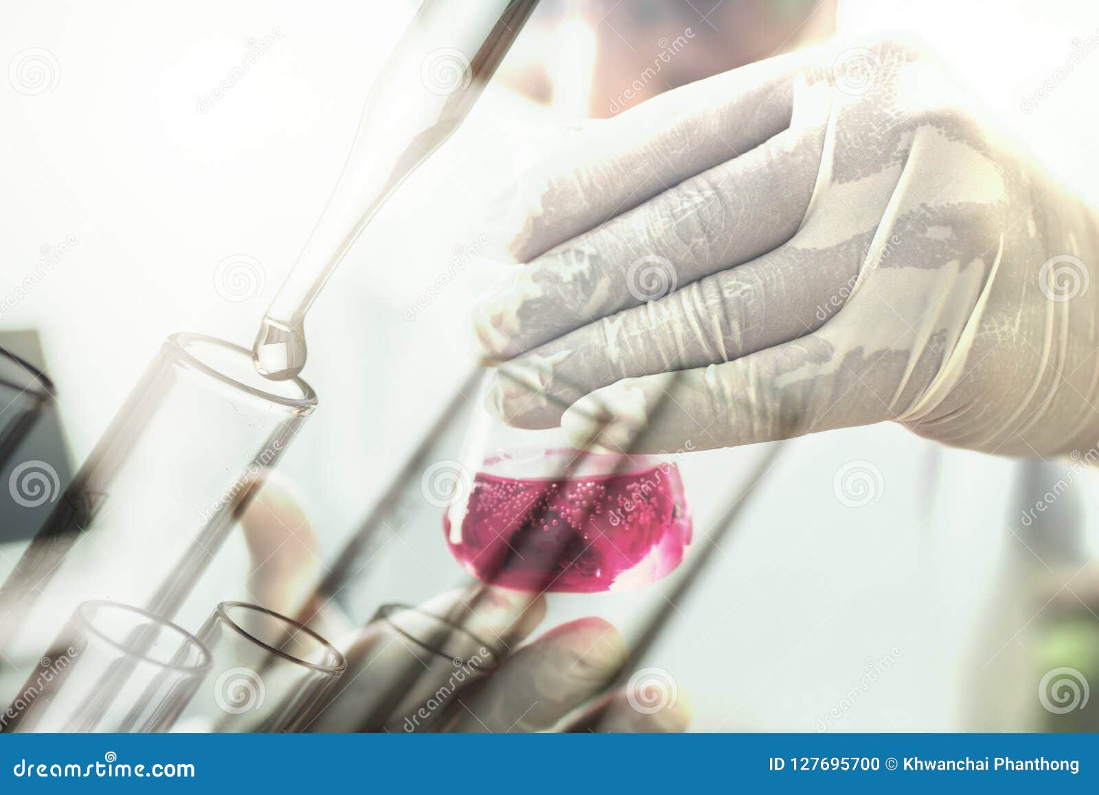 Experiment or Scientist Holding Test Tube in Science Lab Stock Photo ...