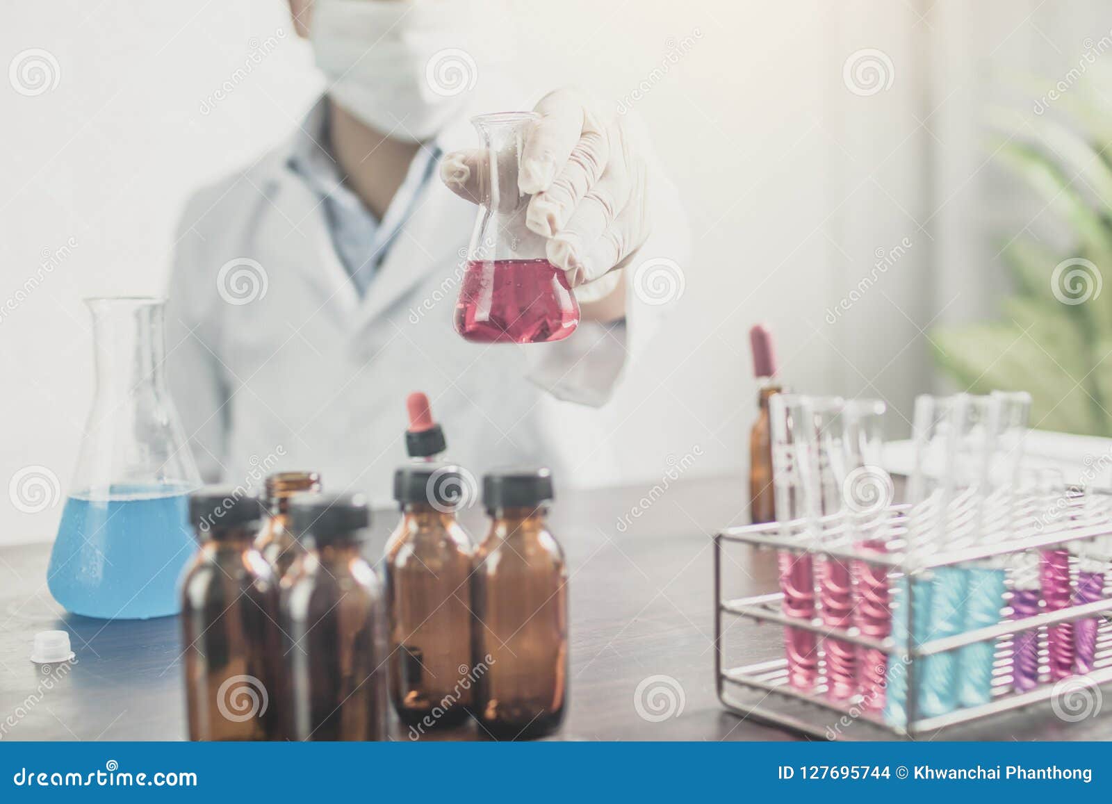 Experiment or Scientist Holding Test Tube in Science Lab Stock Photo ...