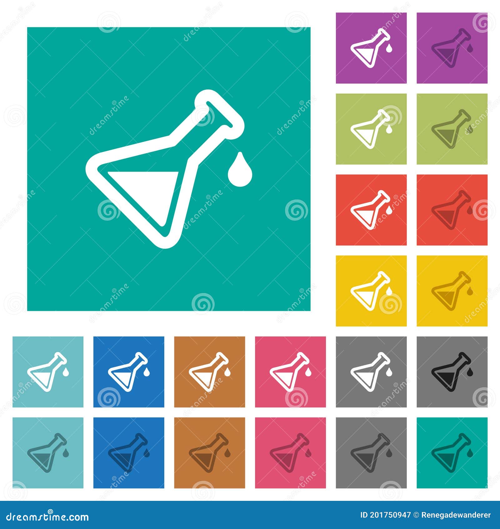 Experiment Square Flat Multi Colored Icons Stock Vector - Illustration ...