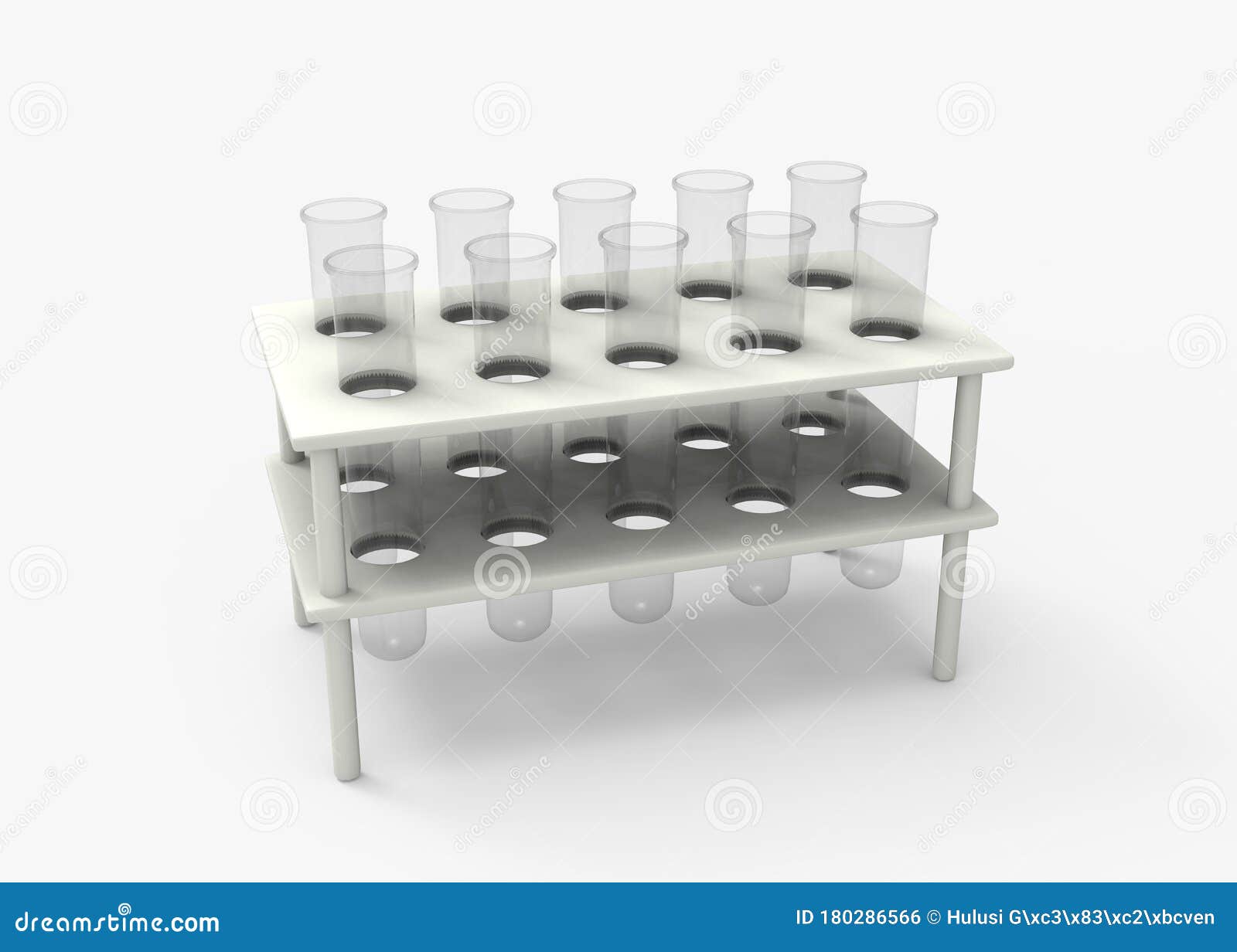 Experiment Tubes with Stand. Isolated on White. Clipping Path. 3D ...