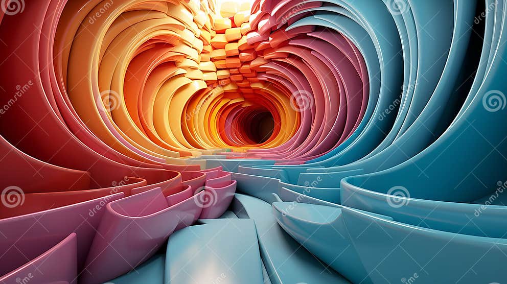 Experimental Abstract 3D Models Creating Optical Illusions, Bright ...