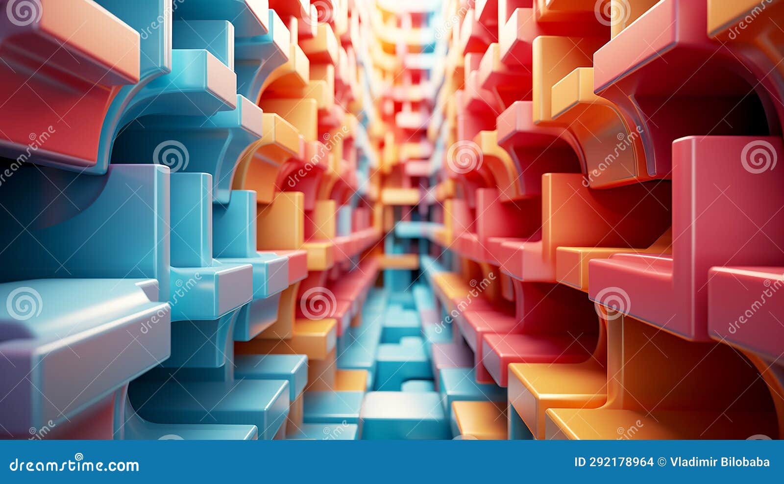 Experimental Abstract 3D Models Creating Optical Illusions, Bright ...