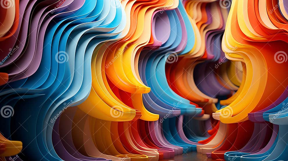 Experimental Abstract 3D Models Creating Optical Illusions, Bright ...