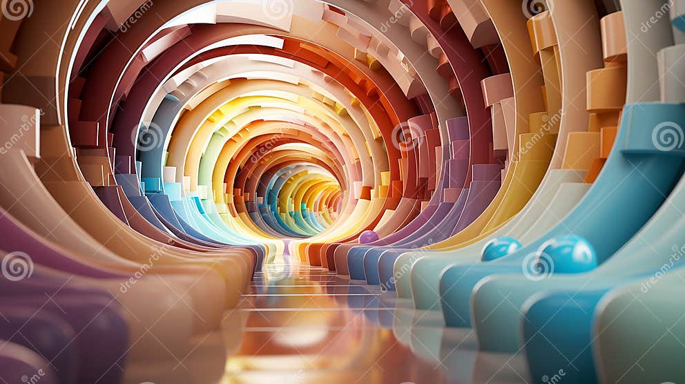 Experimental Abstract 3D Models Creating Optical Illusions, Bright ...