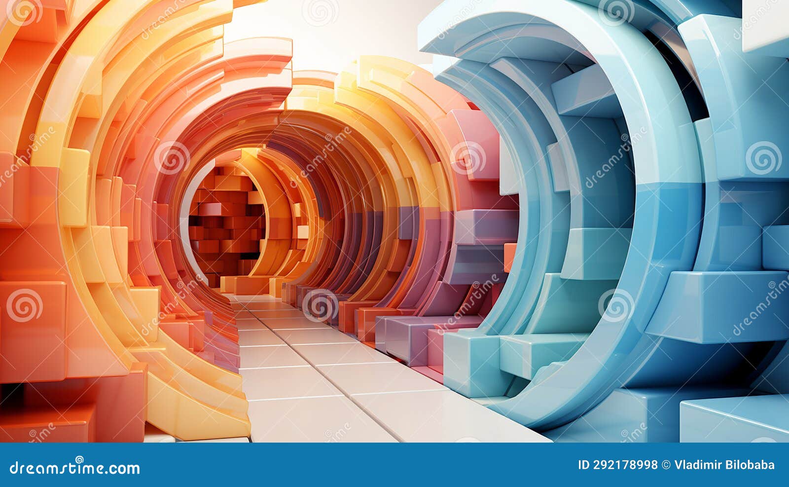 Experimental Abstract 3D Models Creating Optical Illusions, Bright ...