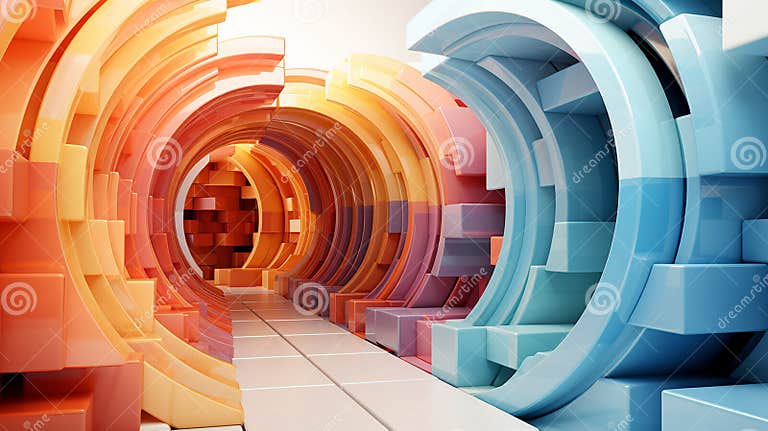 Experimental Abstract 3D Models Creating Optical Illusions, Bright ...