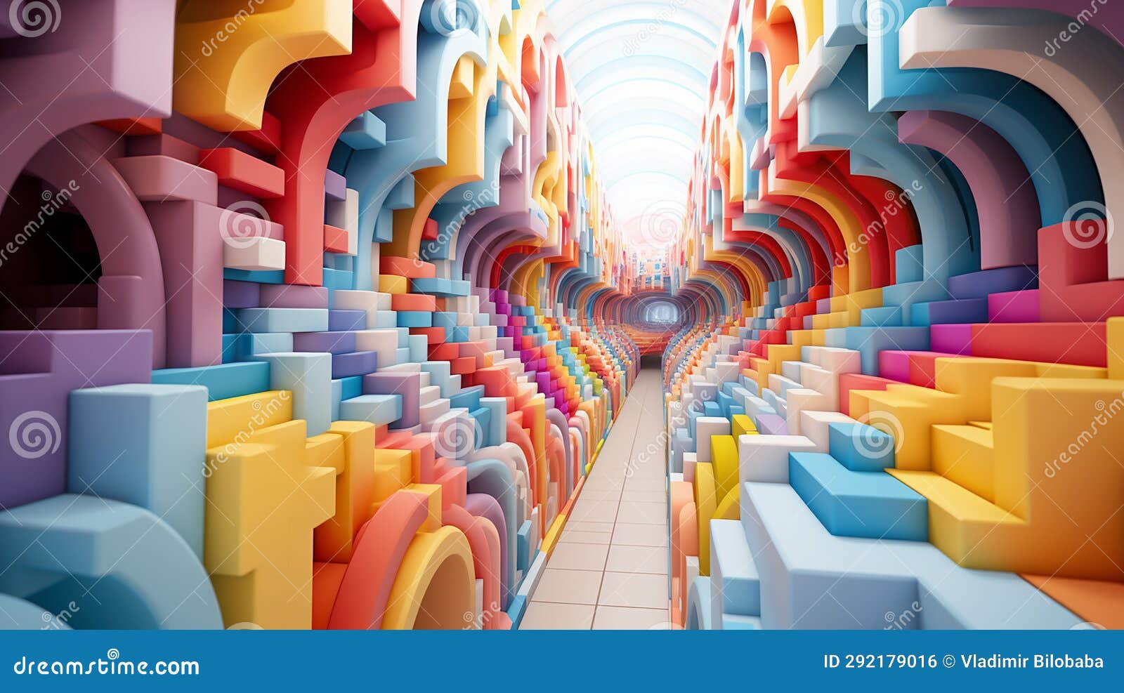 Experimental Abstract 3D Models Creating Optical Illusions, Bright ...