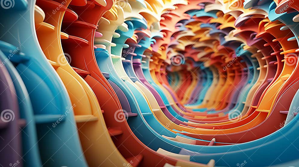 Experimental Abstract 3D Models Creating Optical Illusions, Bright ...