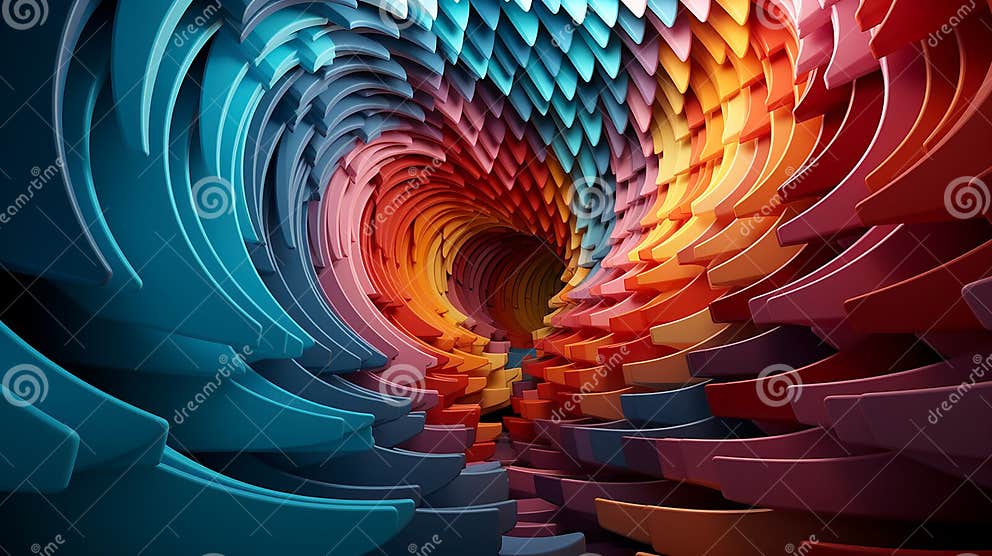 Experimental Abstract 3D Models Creating Optical Illusions, Bright ...
