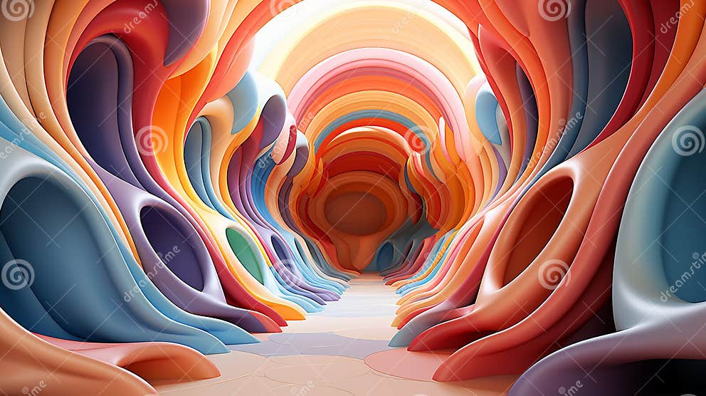 Experimental Abstract 3D Models Creating Optical Illusions, Bright ...