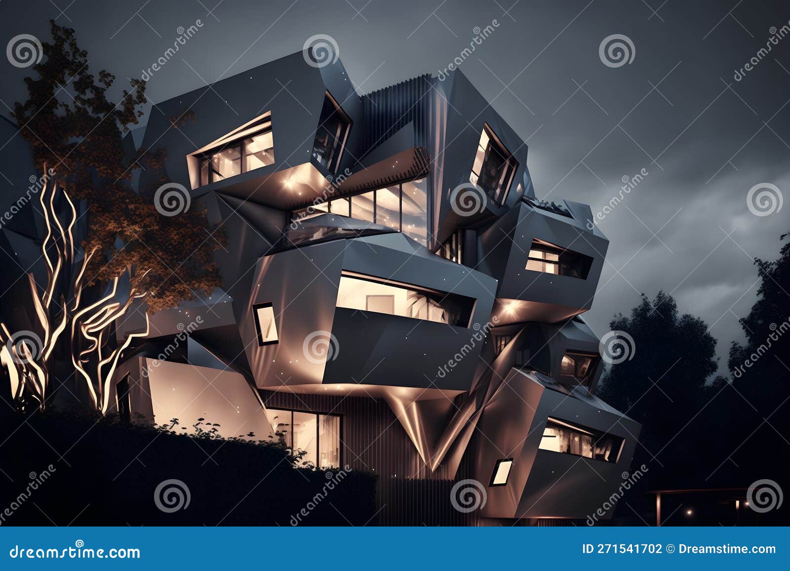 Experimental Architecture Design, Creative, Visualization with Evening ...
