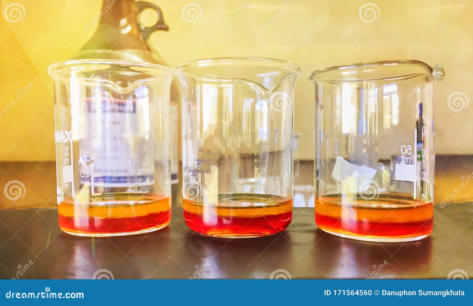 Experimental Science Background with Beautiful Orange Light Stock Photo ...