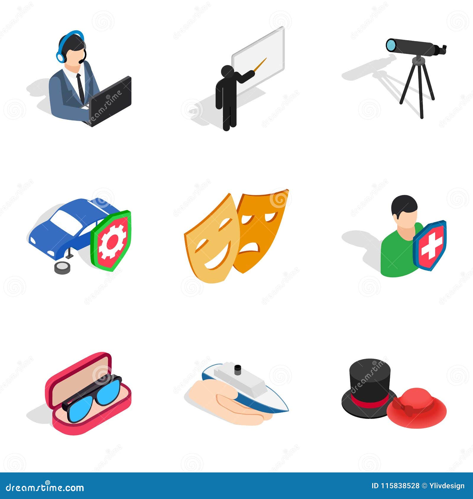 Experimental Work Icons Set, Isometric Style Stock Vector ...