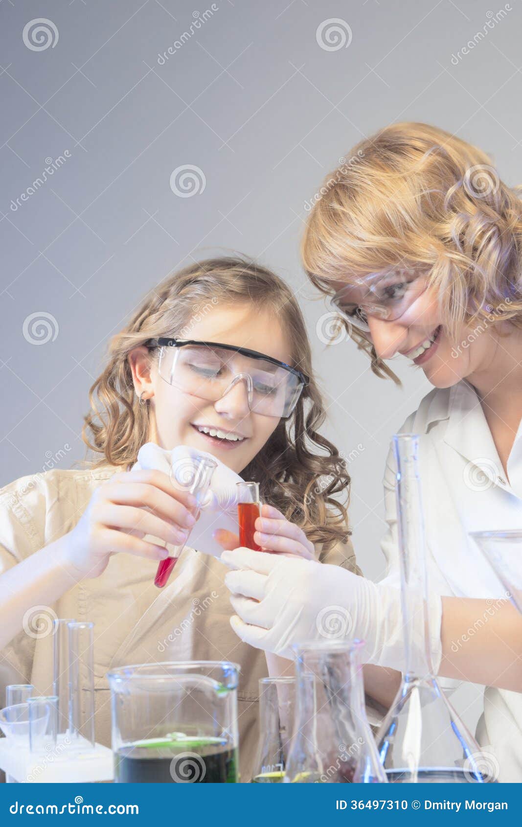 Experimenting in Laboratory Stock Photo - Image of female, glassware ...