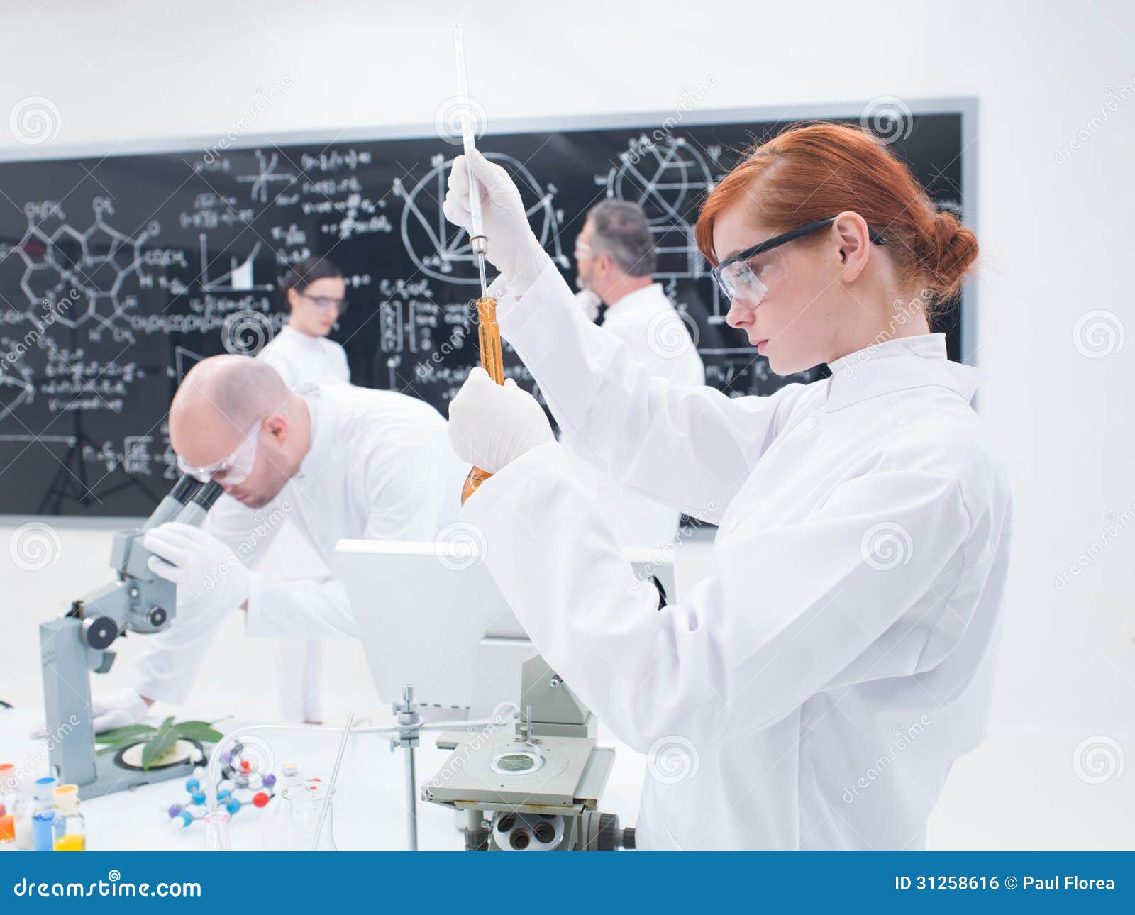 Experimentos Del Laboratorio De Los Científicos Foto de archivo ...