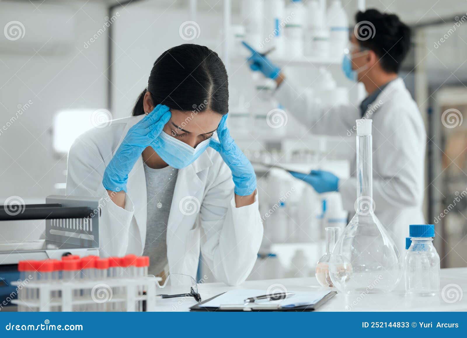 When Experiments Go Wrong. a Young Scientist Looking Stressed Out with ...