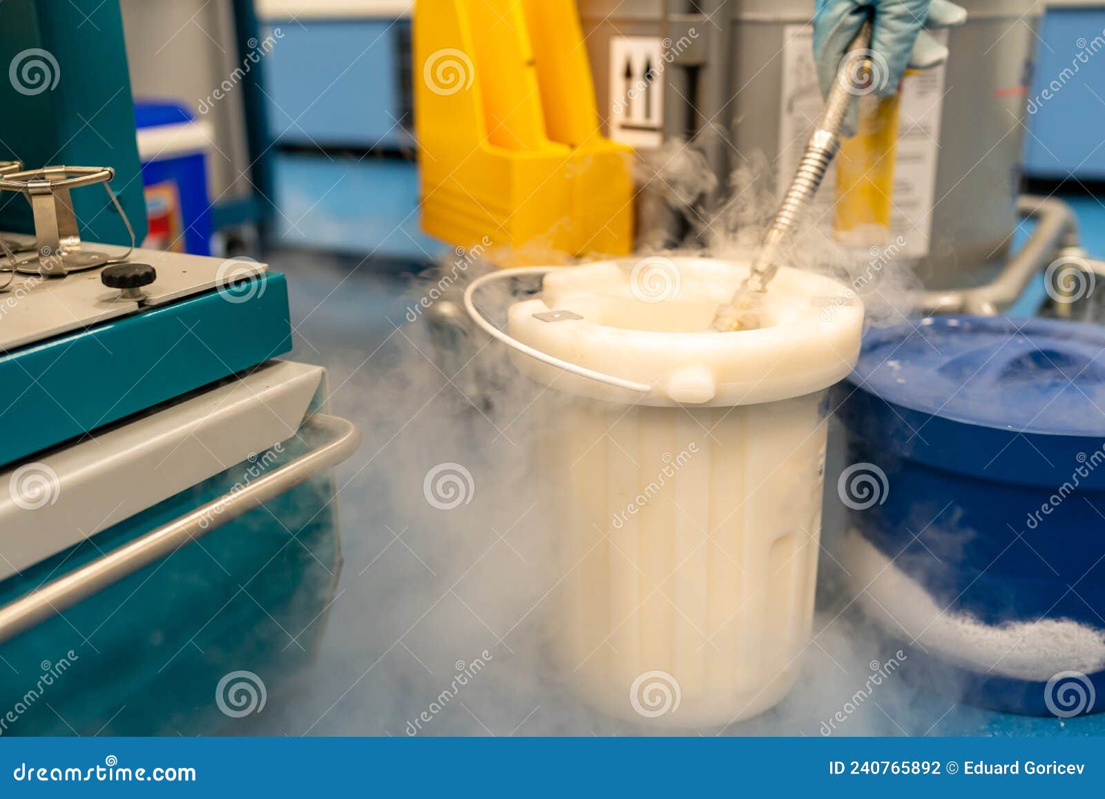 Experiments in a Laboratory with Liquid Nitrogen Stock Photo - Image of ...