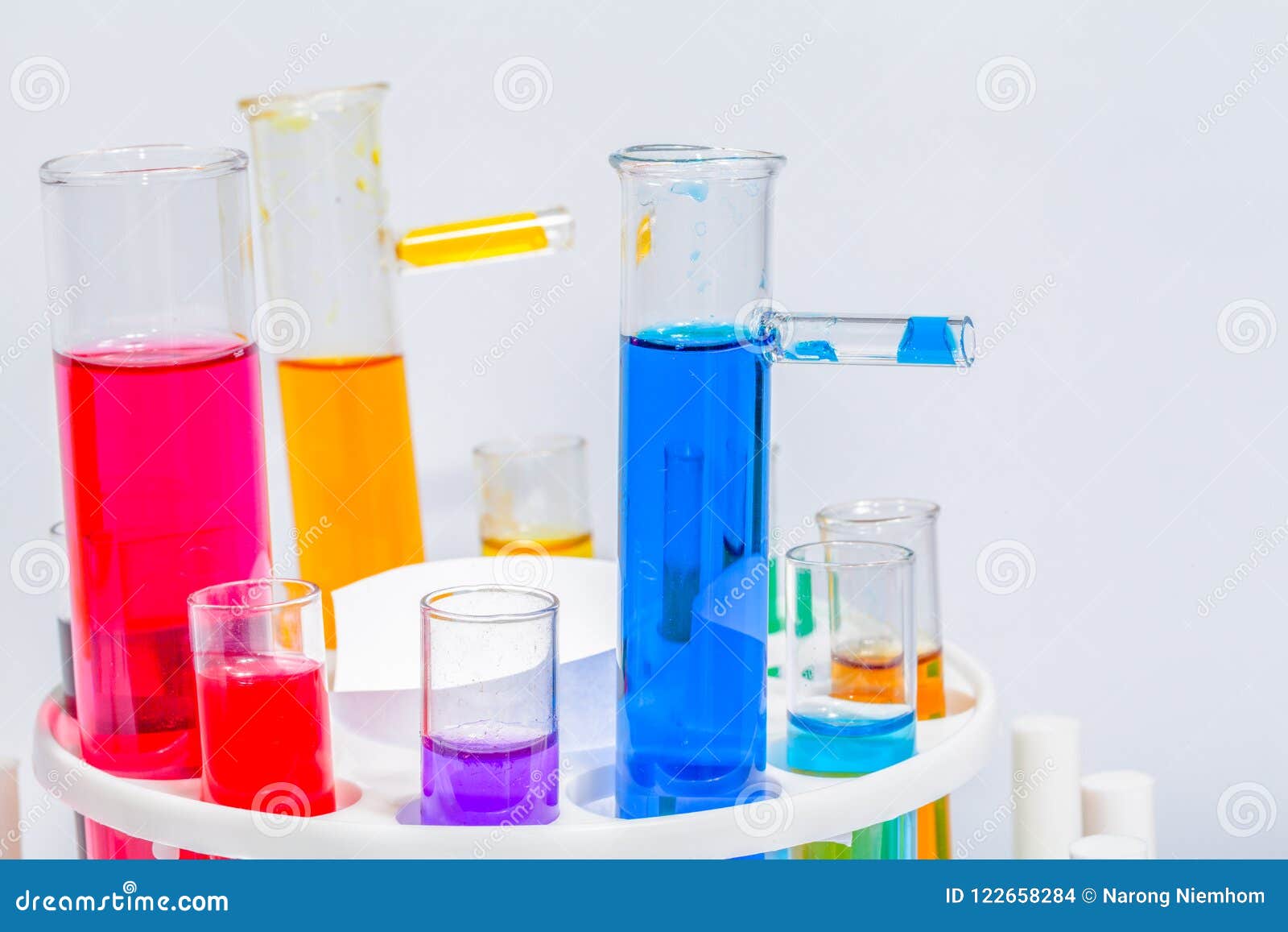 Experiments In Mixing Chemical Substances Into Glass Tubes Royalty-Free ...