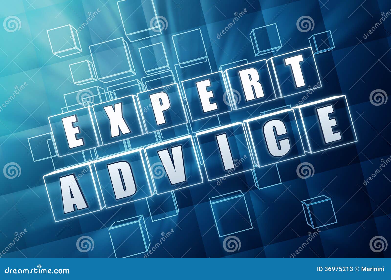 Expert Advice in Blue Glass Cubes Stock Illustration - Illustration of ...