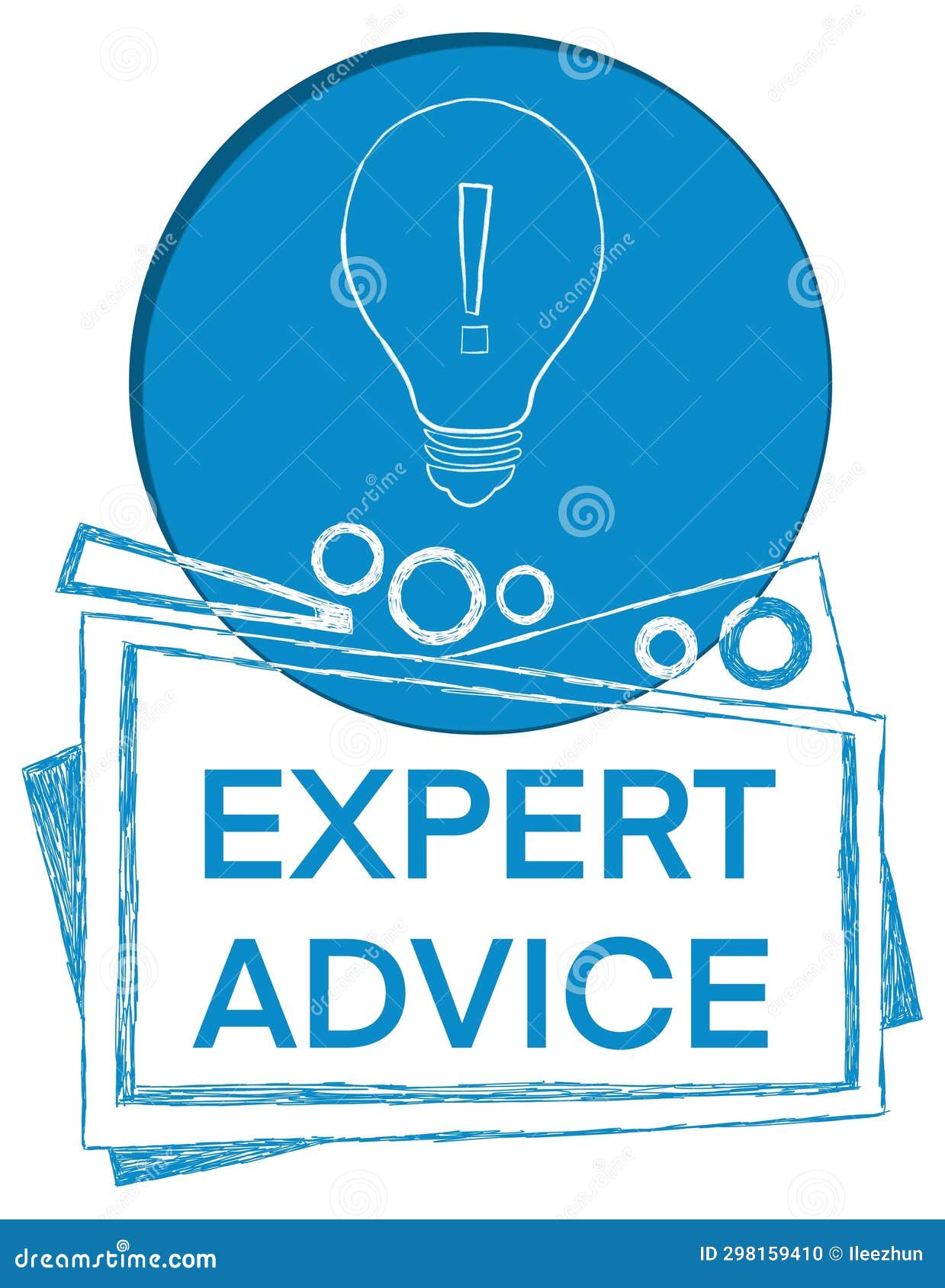 Expert Advice Bulb Symbol Circle Triangles Blue Top Text Stock ...