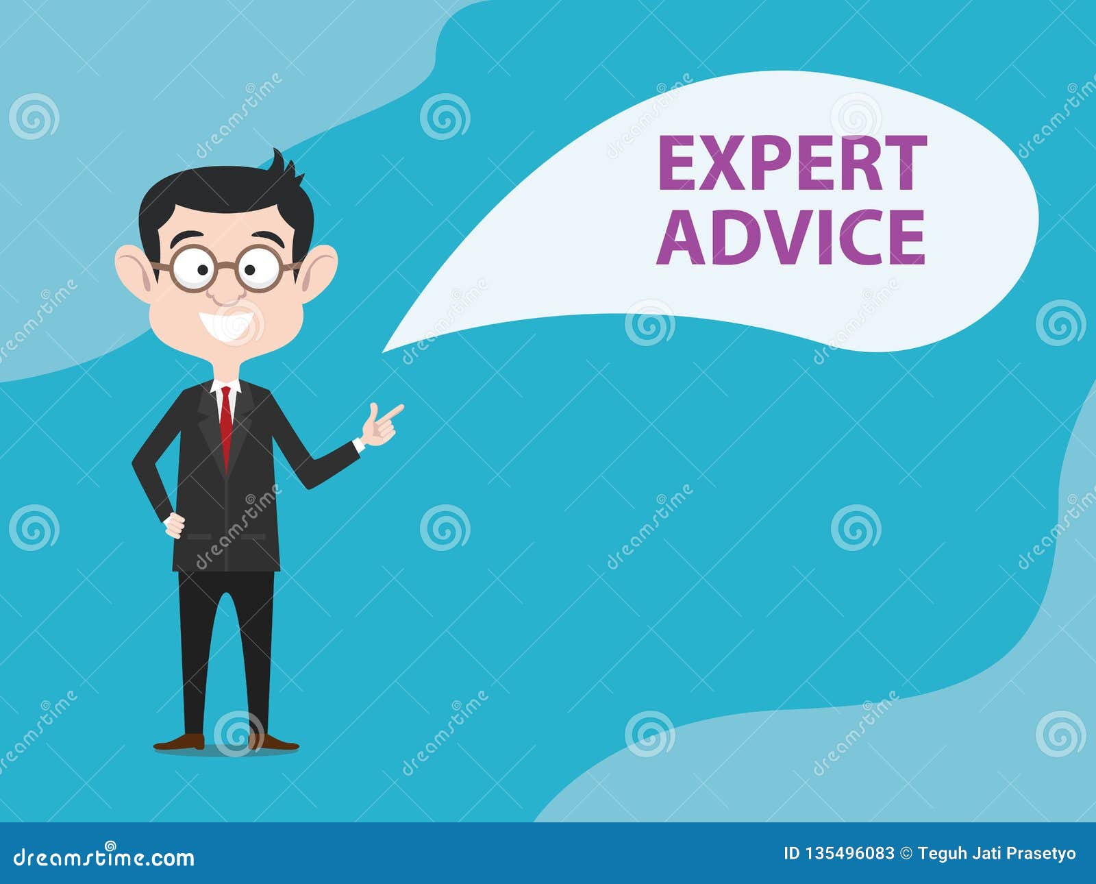 Expert Advice with Business Man Standing and Text Banner Bubble Speech ...