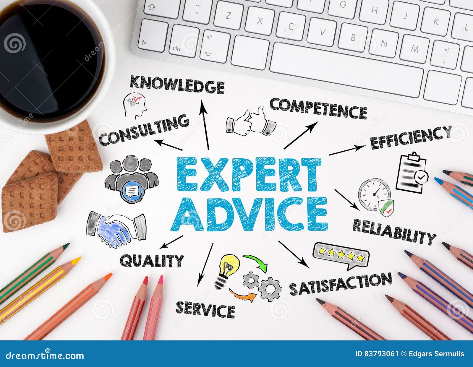 Expert Advice Concept. White Office Desk Stock Image - Image of ...